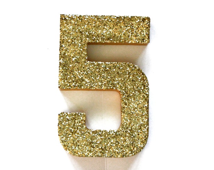 Numbers Photo Prop-gold Glitter Number 5-numbers 8 Inches-birthday ...
