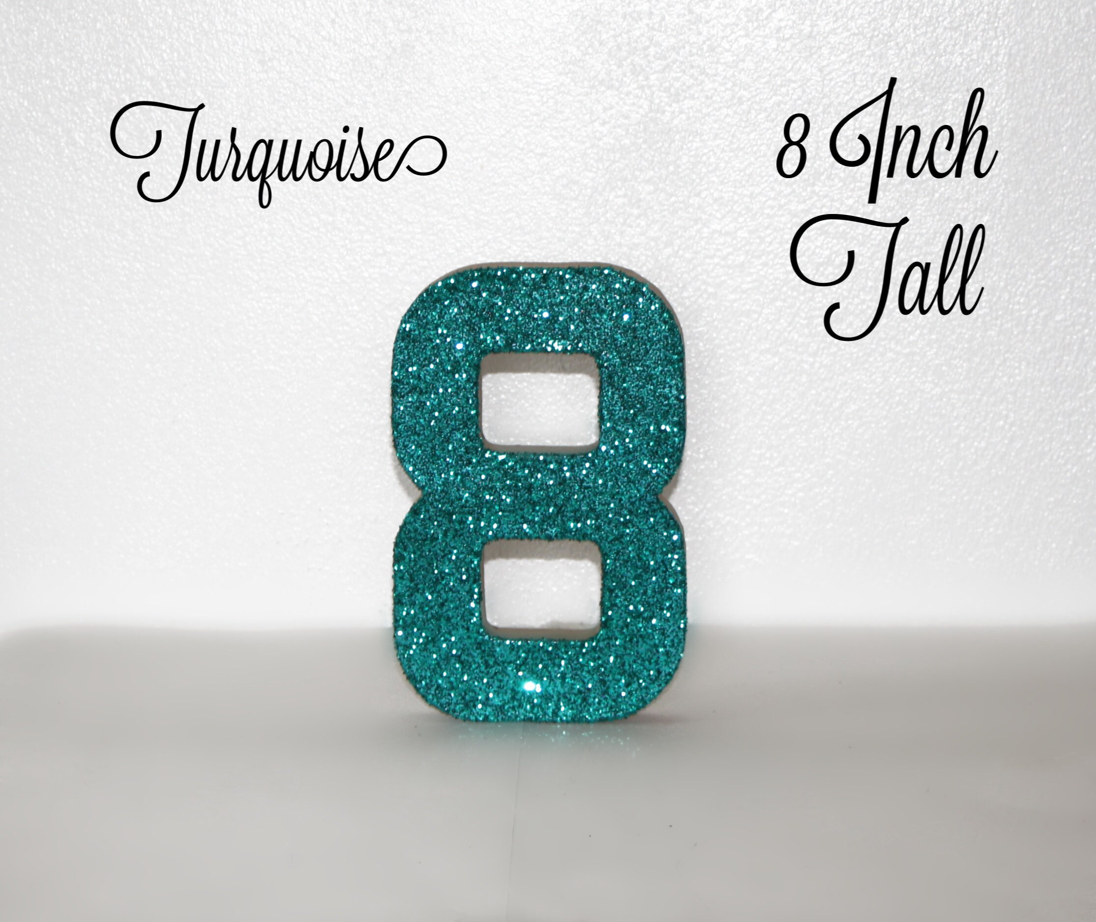 Turquoise Birthday,number 8,1st Birthday Decoration,glitter Number ...