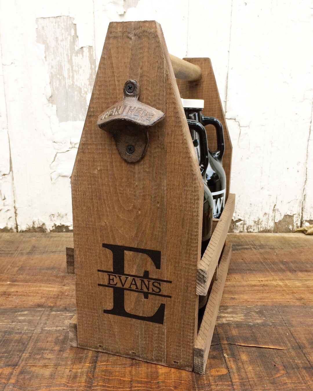 Monogram 64oz Growler Wooden Beer Crate Tote - Etsy