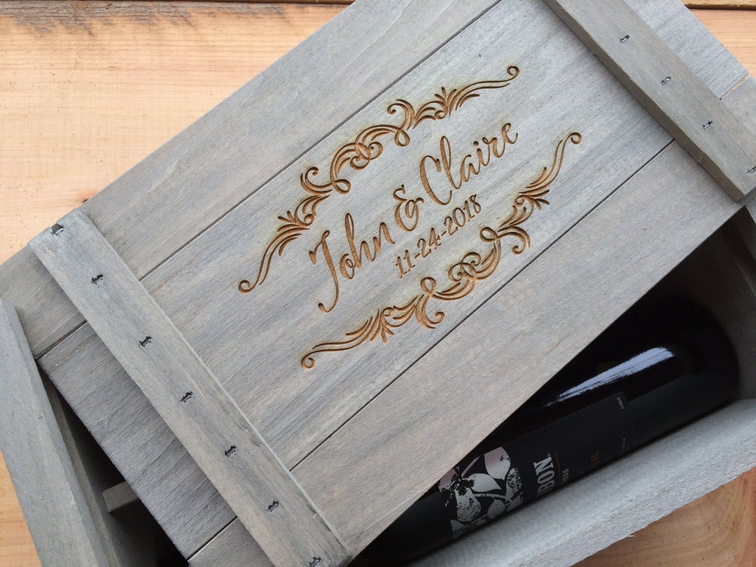 Personalized Two Bottle Wine Box and Whiskey Gift Box - Etsy