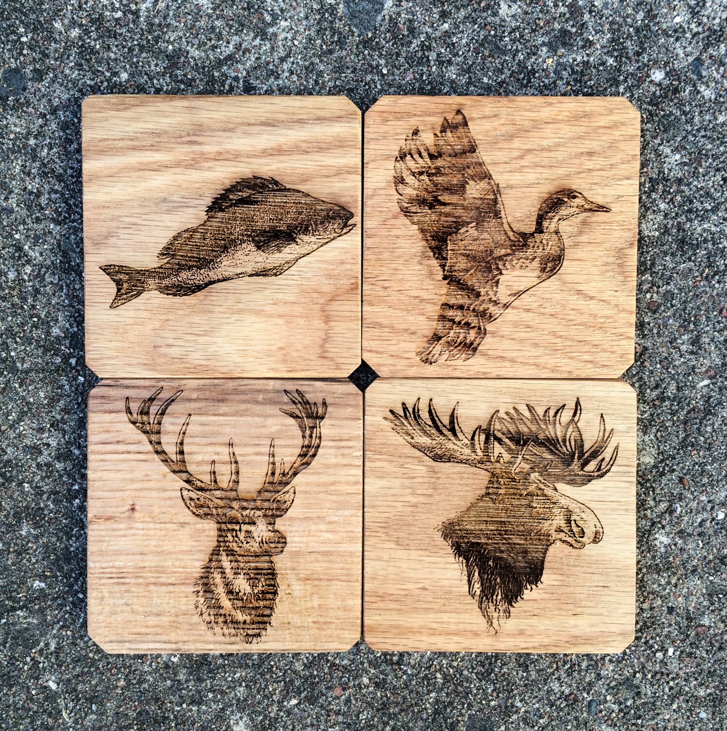 Wooden Hunting and Fishing Coasters - Etsy