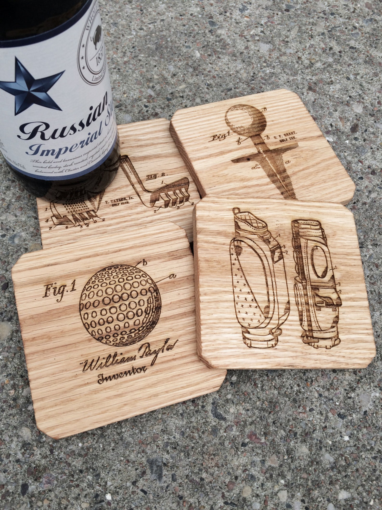 Men's Gift Etched Wooden Golf Coasters Set of 4 | Etsy
