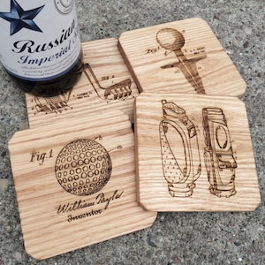 Men's Gift Etched Wooden Golf Coasters, Set of 4 - Etsy