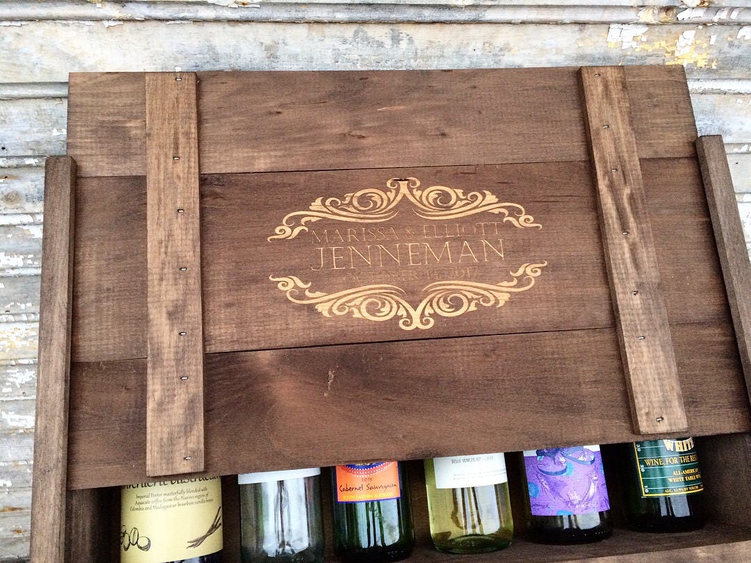 Six Bottle Personalized Wood Wine Box 22"x13"x4" - Etsy