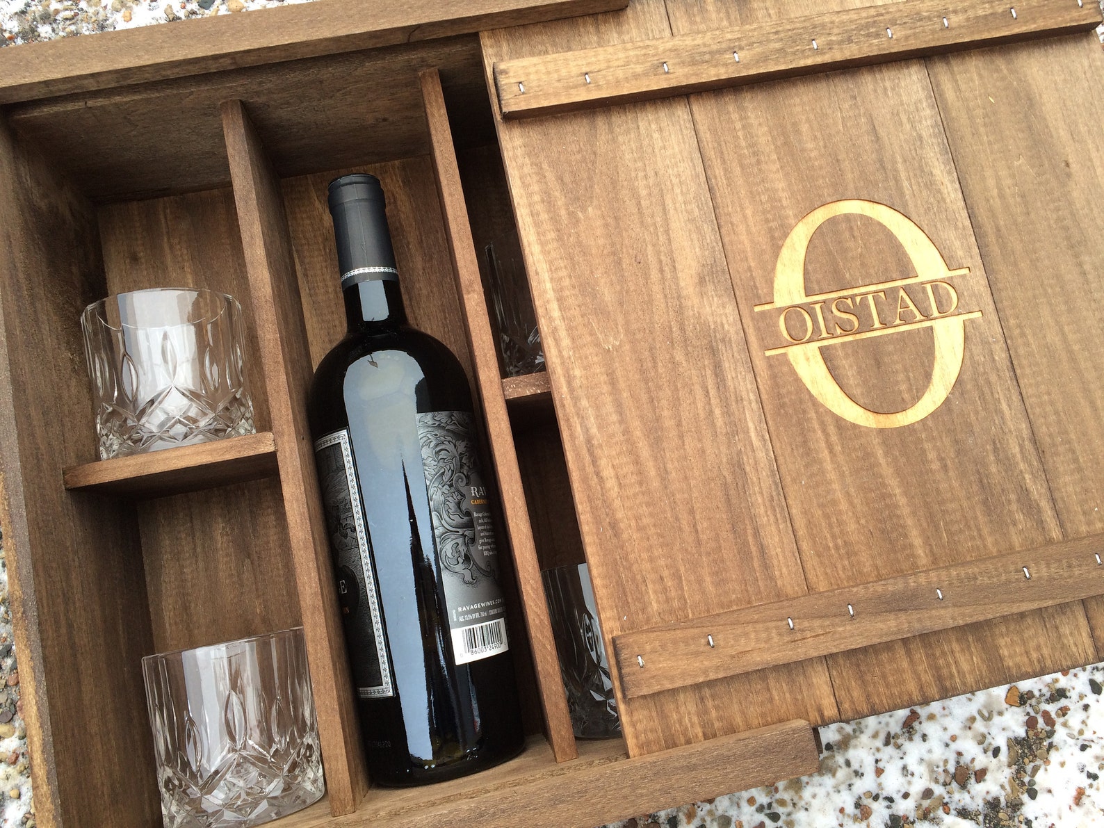 RUSH Monogram Whiskey and Wine Decanter Wooden Gift Box - Etsy