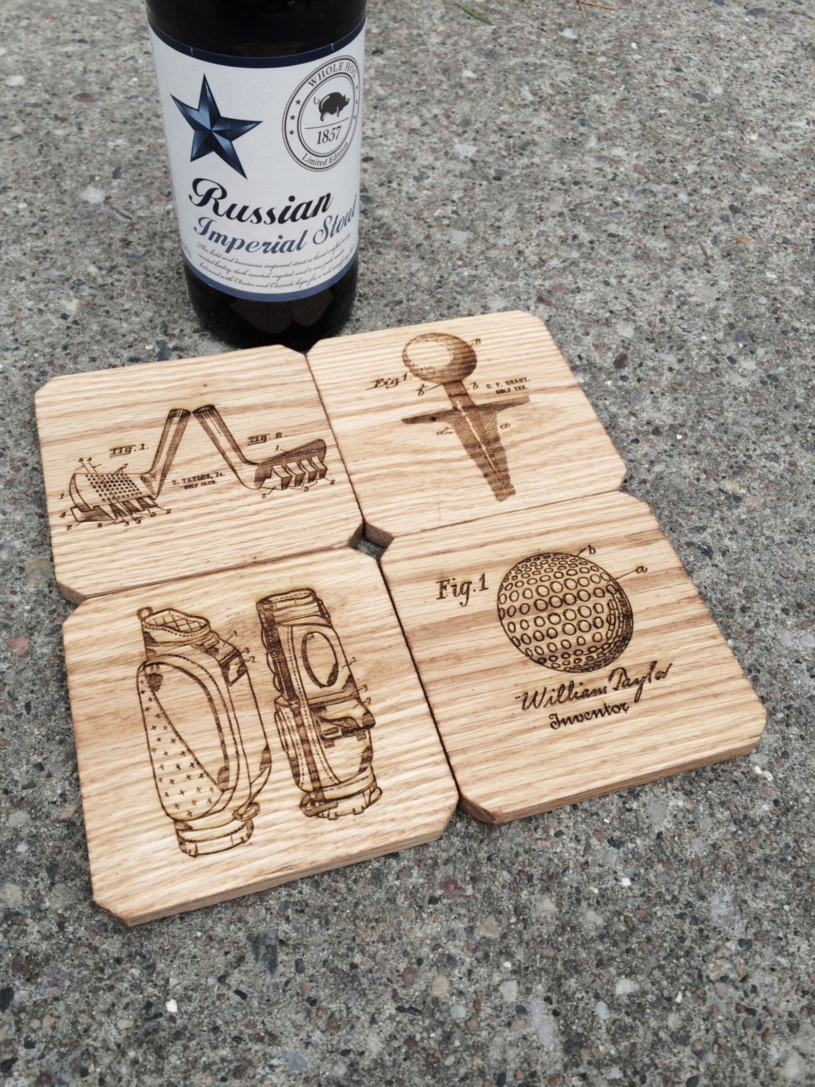 Men's Gift Etched Wooden Golf Coasters Set of 4 | Etsy