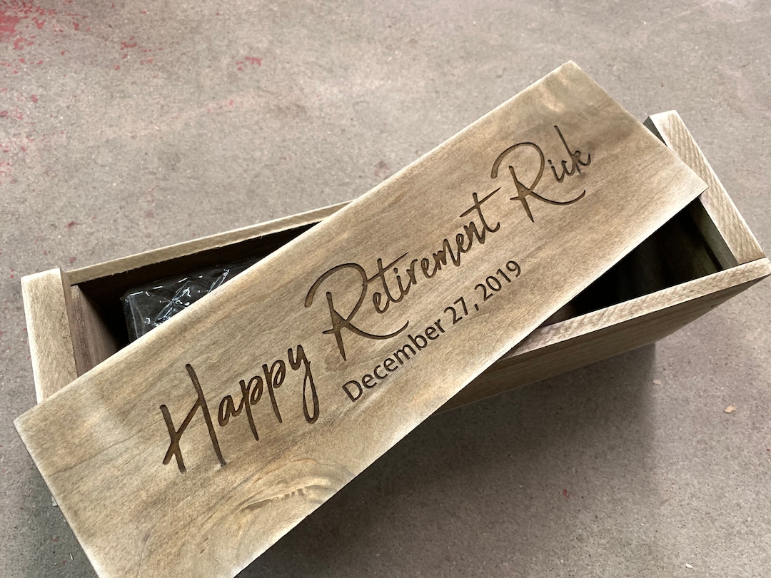 Custom Congratulations Retirement Wooden Gift Box for Wine, Whiskey ...