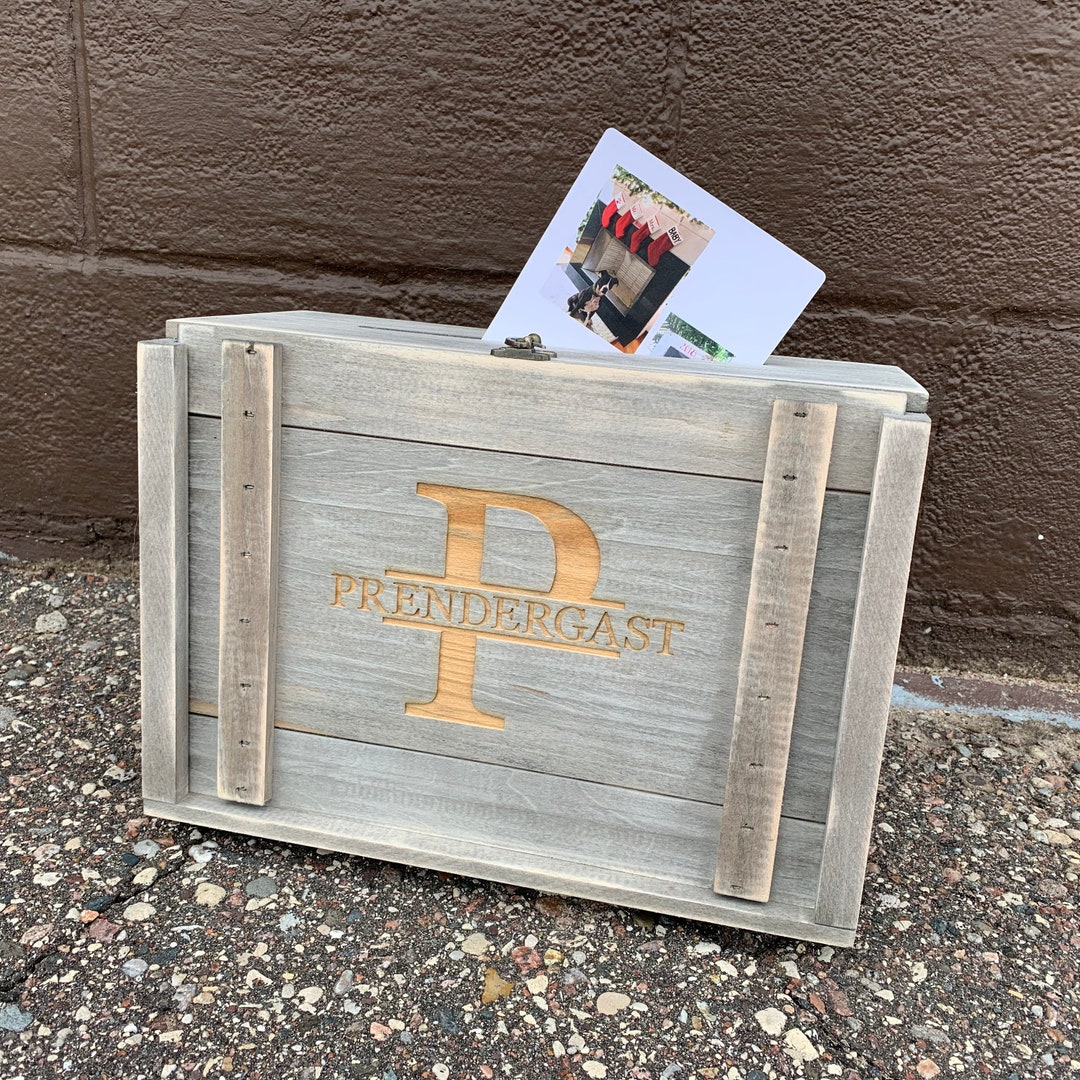 Personalized Wooden Card Box With Card Slot - Etsy
