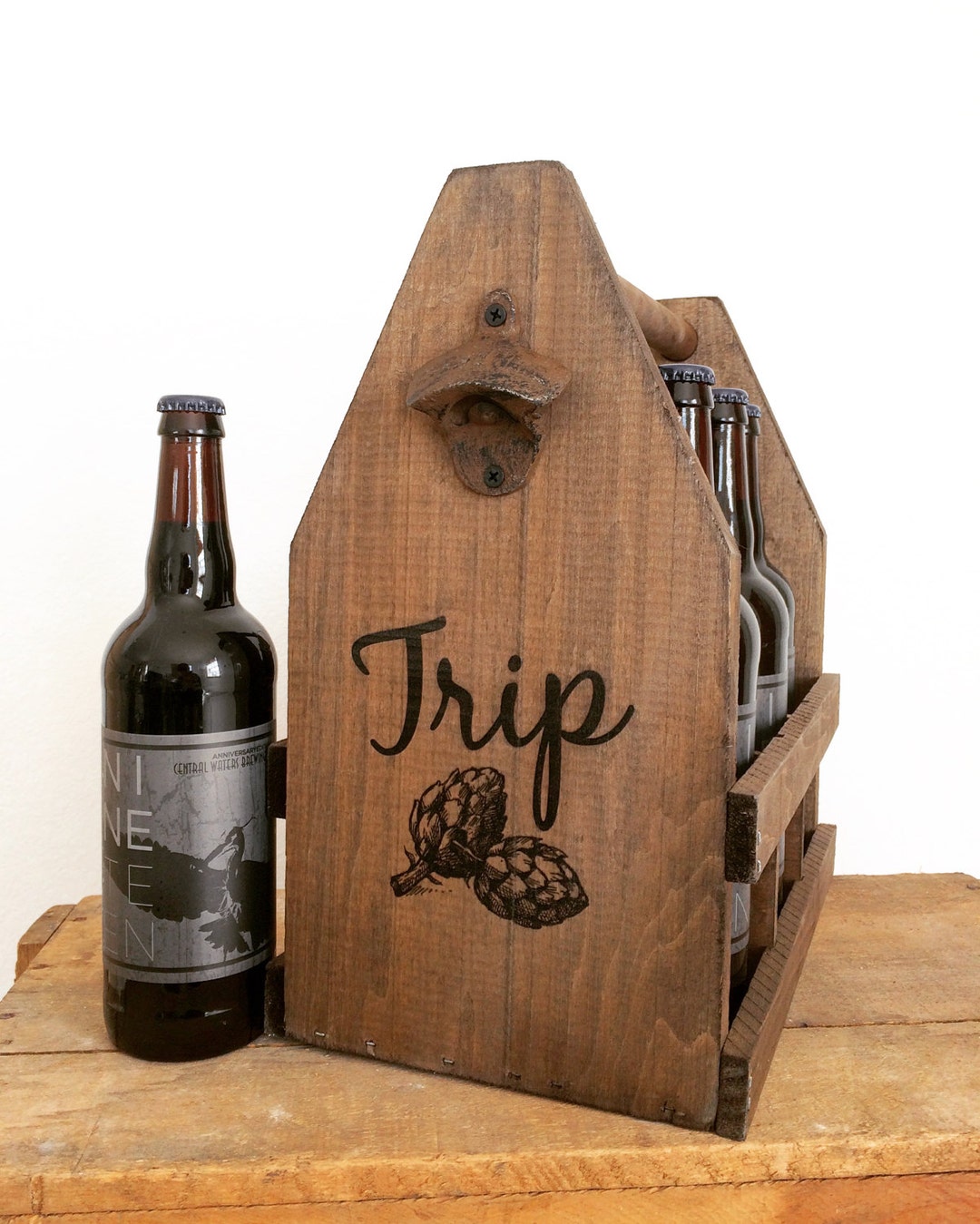 Craft Beer Exchange Large 22oz Bomber Beer Tote, 750ml Wooden 6 Pack ...