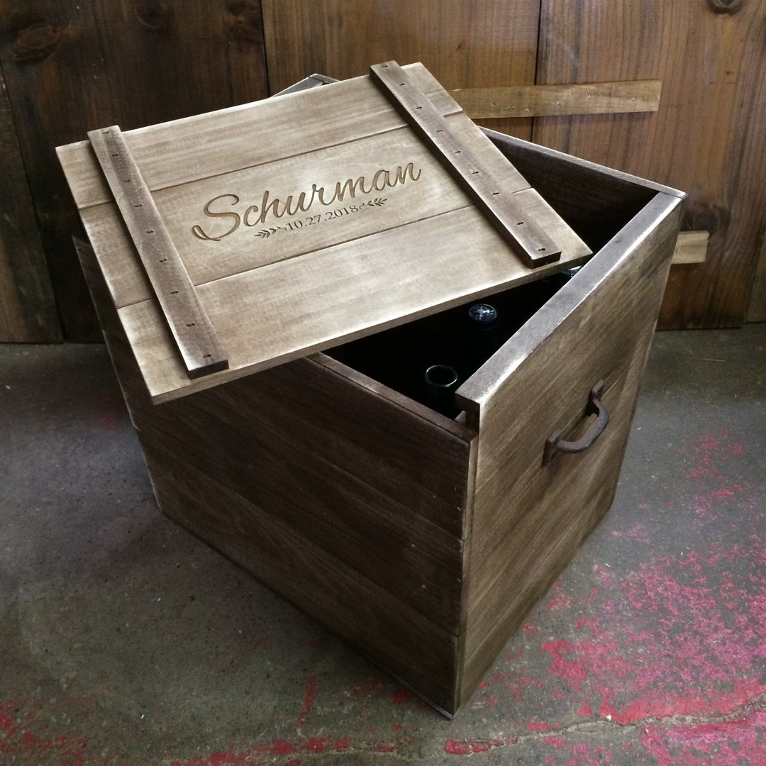 Personalized 12 Bottle Wine Storage Box, Beer and Whiskey Too - Etsy