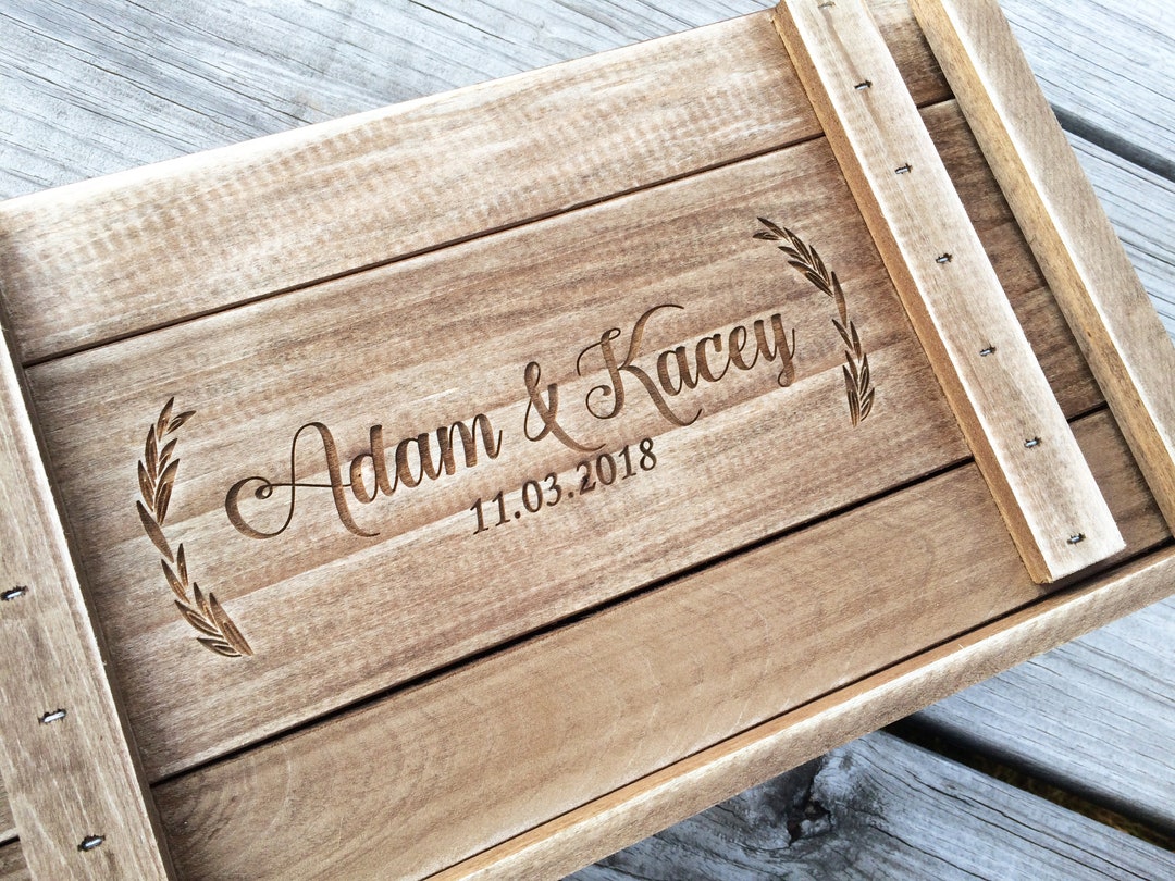 RUSH Personalized Wooden Wine Box for Two Bottles of Wine, Whiskey or ...