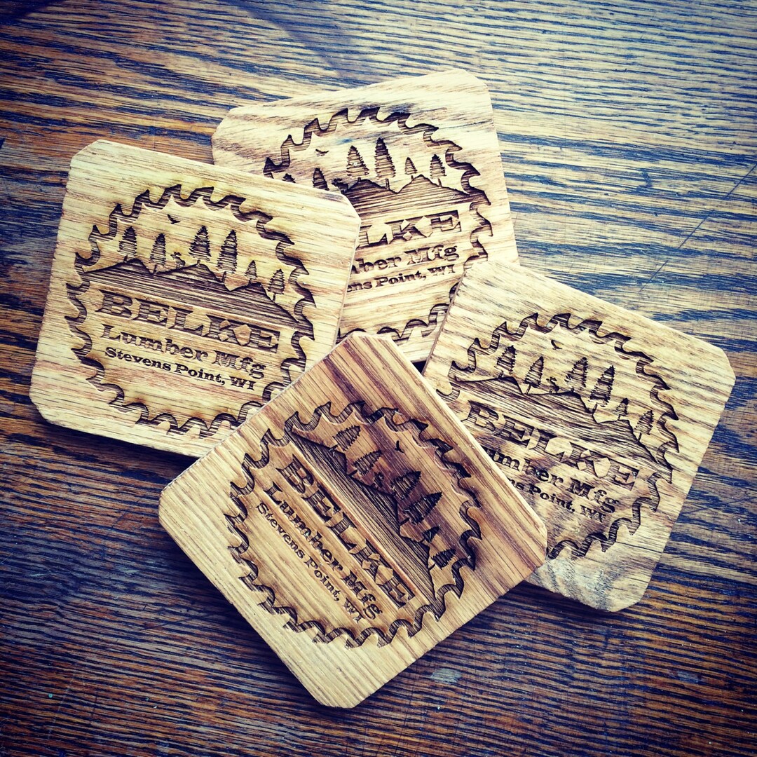 Branded Wooden Corporate Gift Coasters With Business Logos, Set of 4 - Etsy