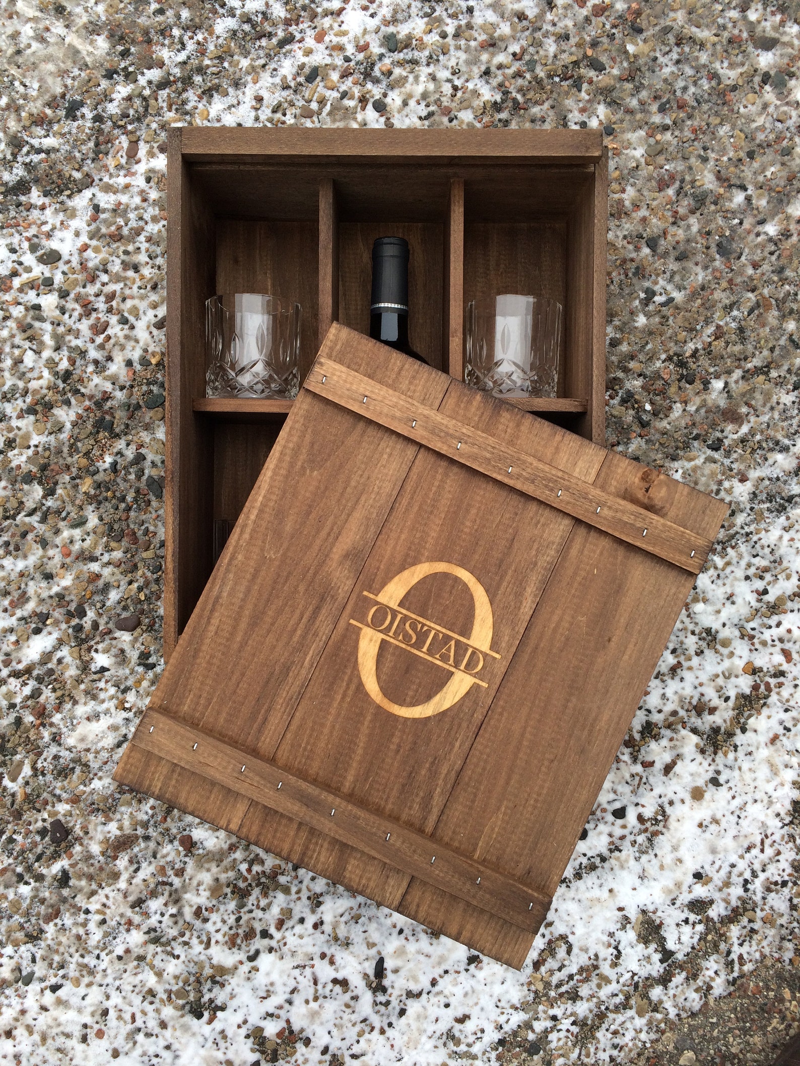 RUSH Monogram Whiskey and Wine Decanter Wooden Gift Box - Etsy