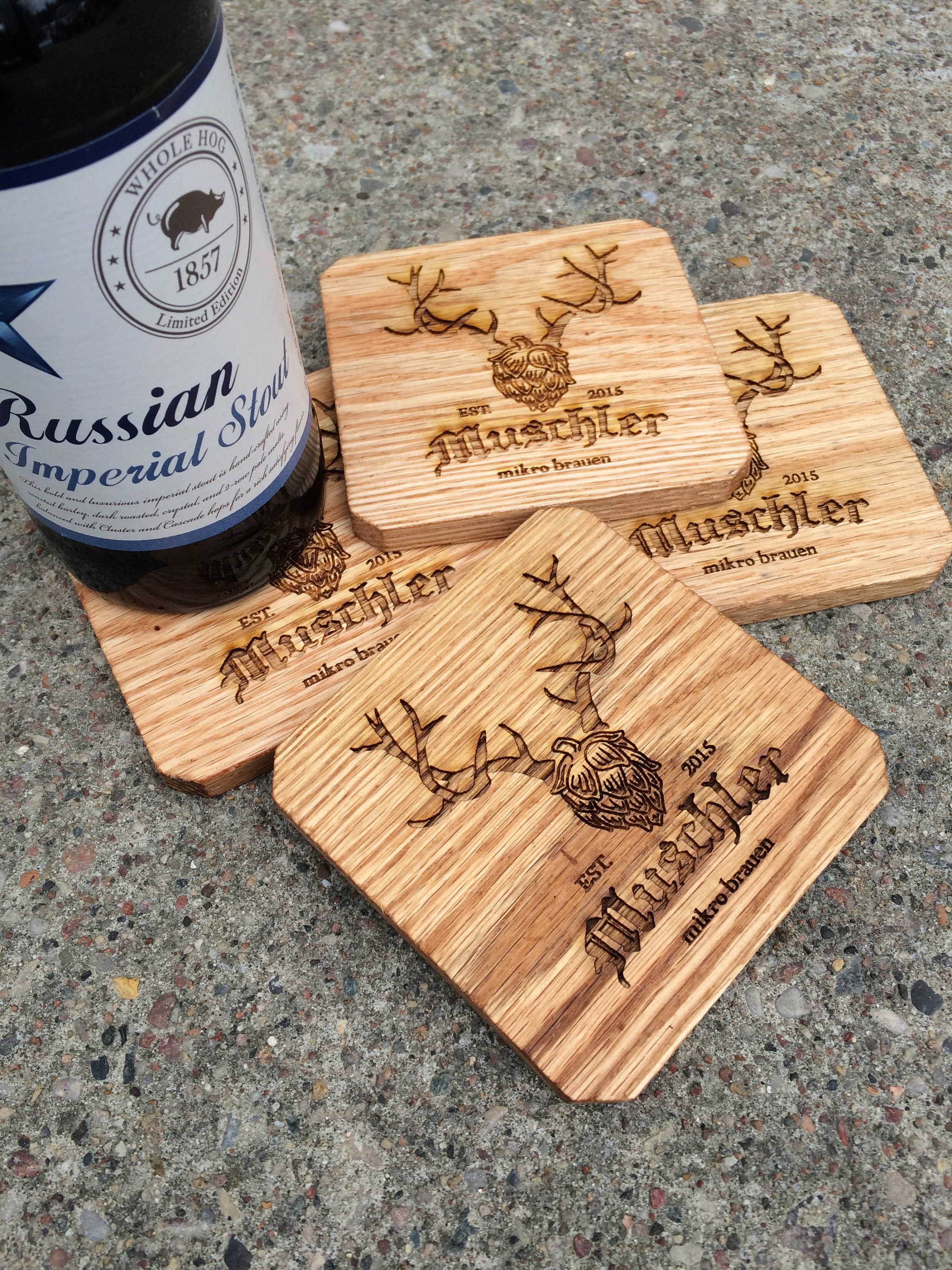 Branded Wooden Business Logo Coasters Set of 4 | Etsy
