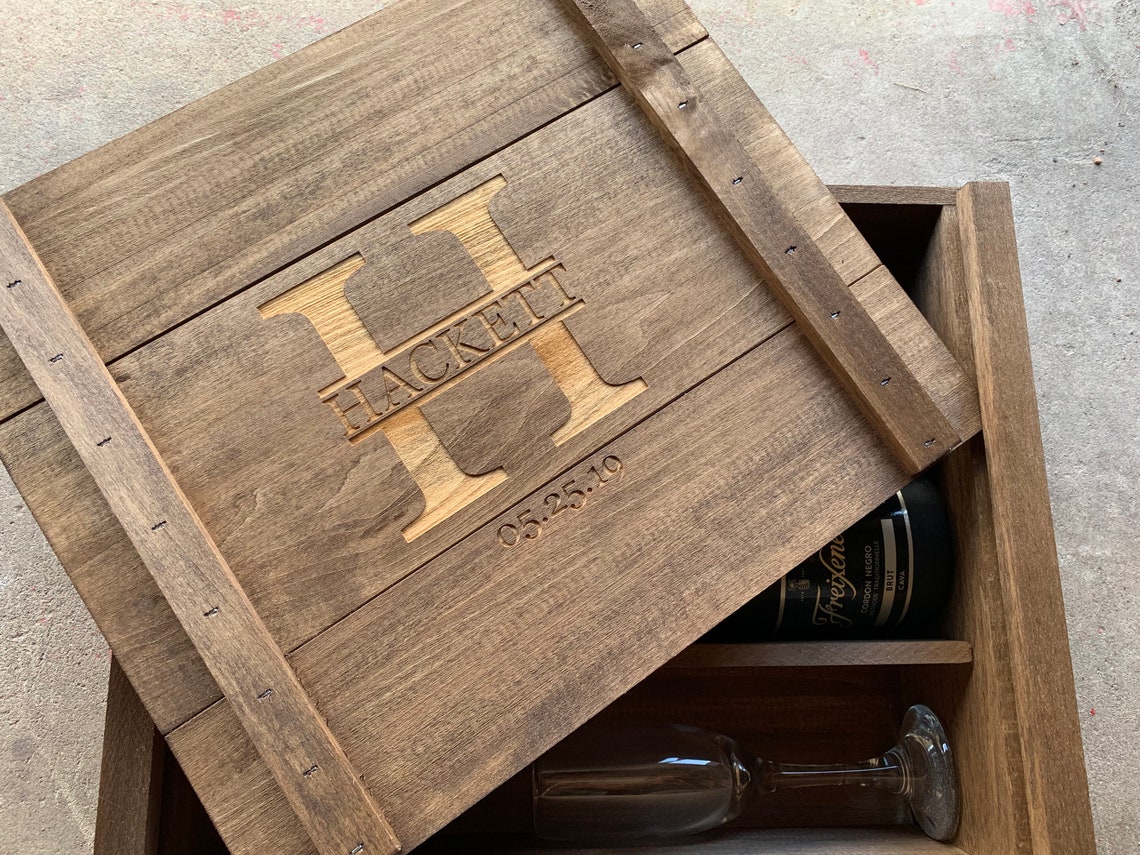 Champagne and Wine Box With Dividers for Glassware Openings - Etsy