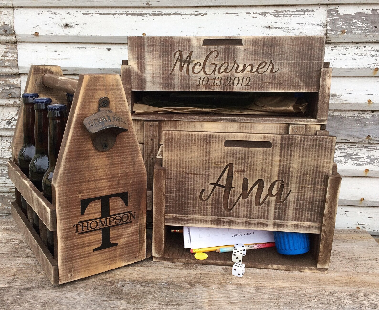 Closeout 6 Pack Beverage Caddy Beer Totes & Wooden Beverage - Etsy