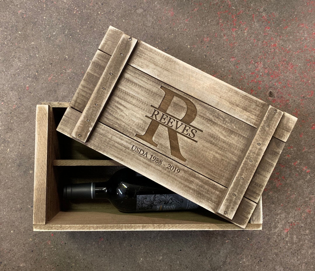 Wooden Retirement Gift Box for Two Bottle Whisky, Bourbon, Beer or Wine ...
