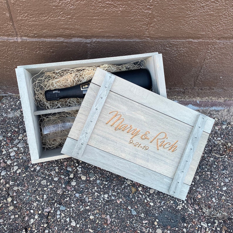 Double Bottle Champagne Box With Divider or Magnum Wine Box - Etsy