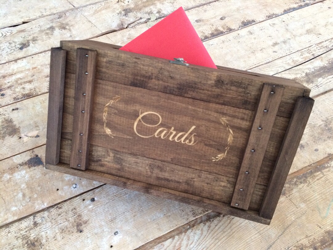 Personalized Wood Card Box With Latch - Etsy
