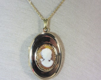 Cameo Locket Stone Cameo Pendant Vintage Free Shipping - Etsy