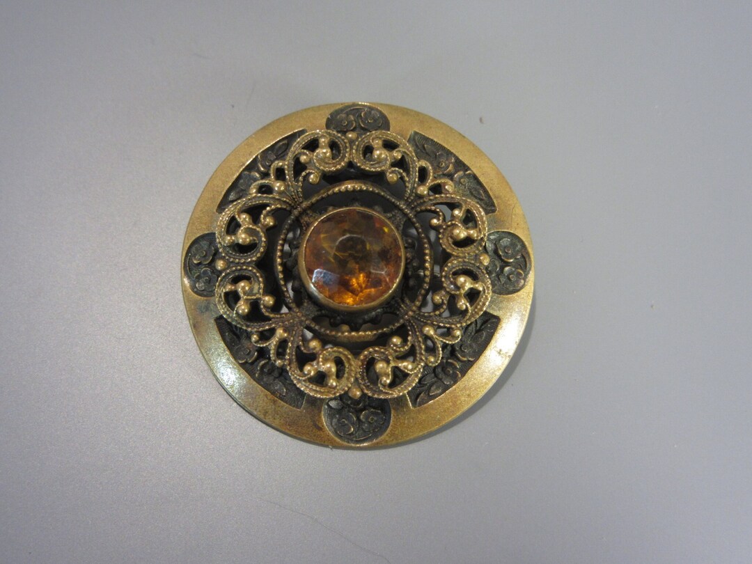 Vintage Topaz Glass Brooch Estate Jewelry - Etsy