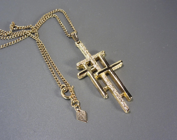 Vintage Sarah Coventry Cross Necklace, 1970’s Gold Tone - Etsy