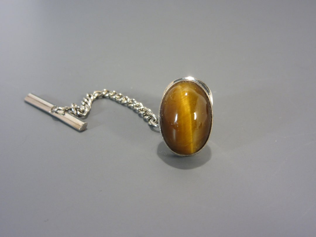 Vintage Tiger Eye Tie Tack, Button Hole Bar - Etsy