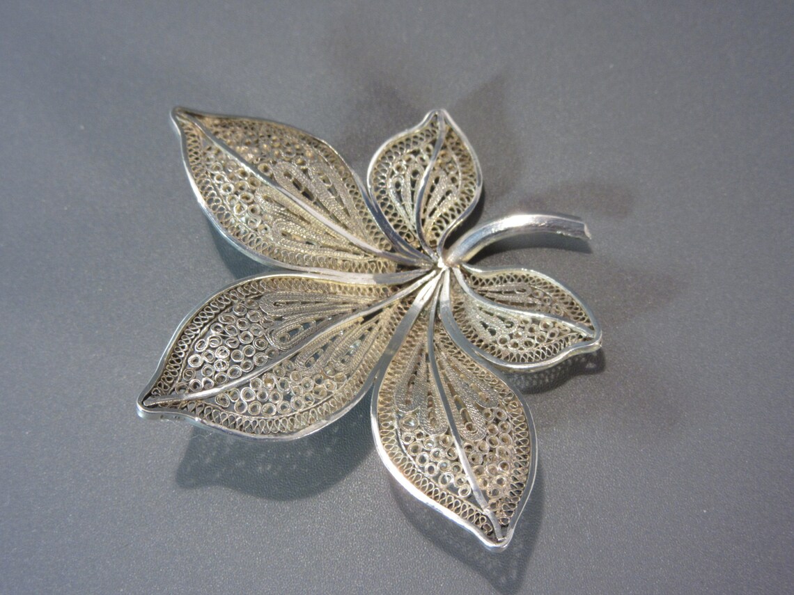 Vintage Peru Sterling Filigree Brooch - Etsy