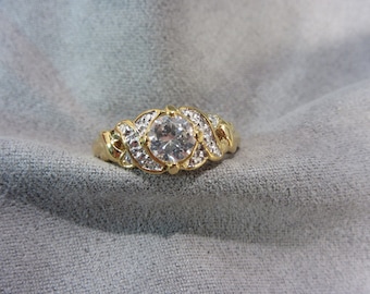 Vintage Lind 14KT HGE Gold Plated CZ Cocktail Ring, NOS New Old Stock ...