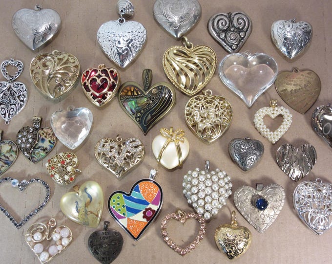 Large Heart Pendant Lot, Mixed Assorted 33 Pc - Etsy