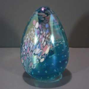 Vintage GES Glass Eye Studio Paperweight Egg, Teal Blue - Etsy