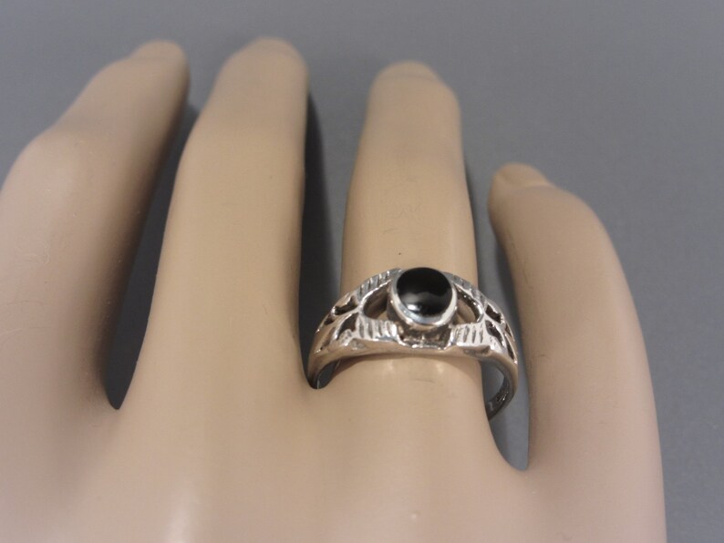 Vintage Sterling Onyx Ring Size 8 - Etsy