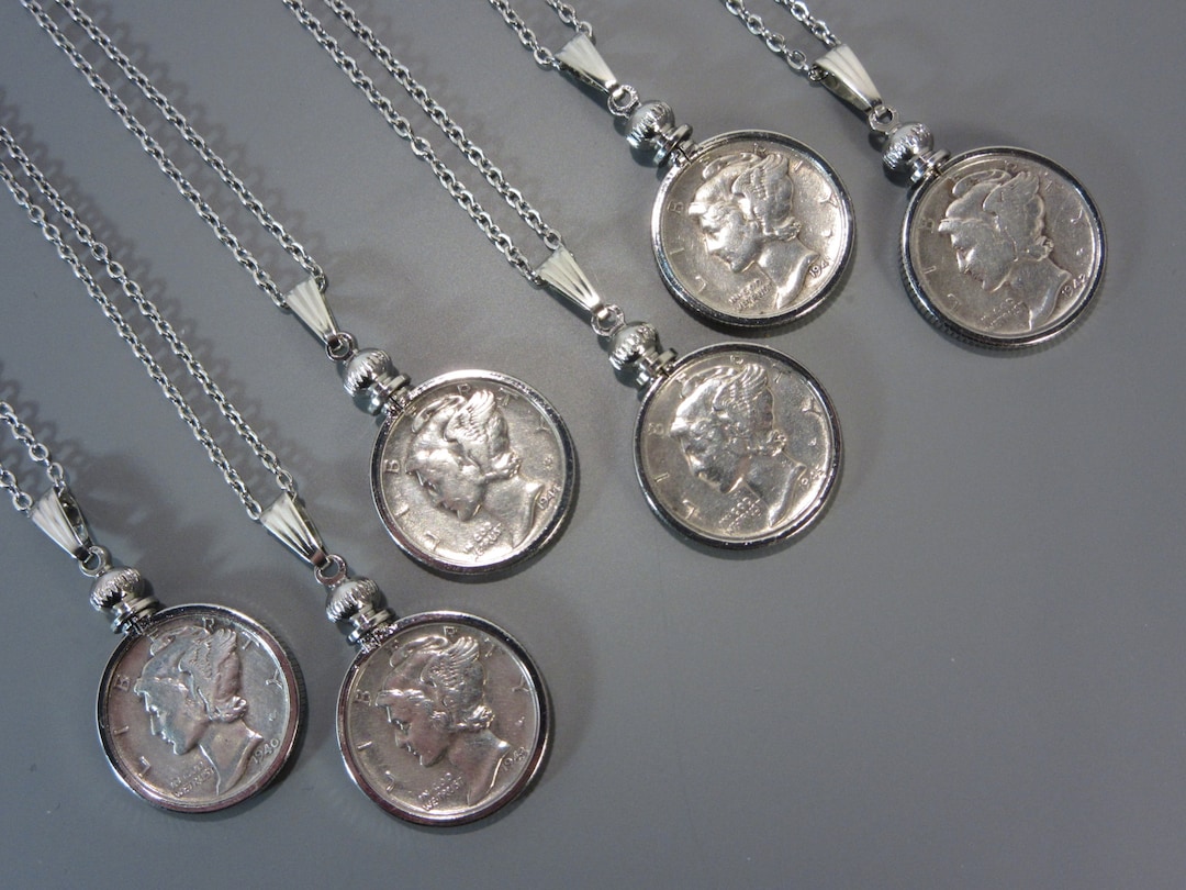 Choice 1940s 30s Silver Mercury Dime Pendant Coin Necklace - Etsy