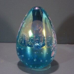 Vintage GES Glass Eye Studio Paperweight Egg, Teal Blue - Etsy