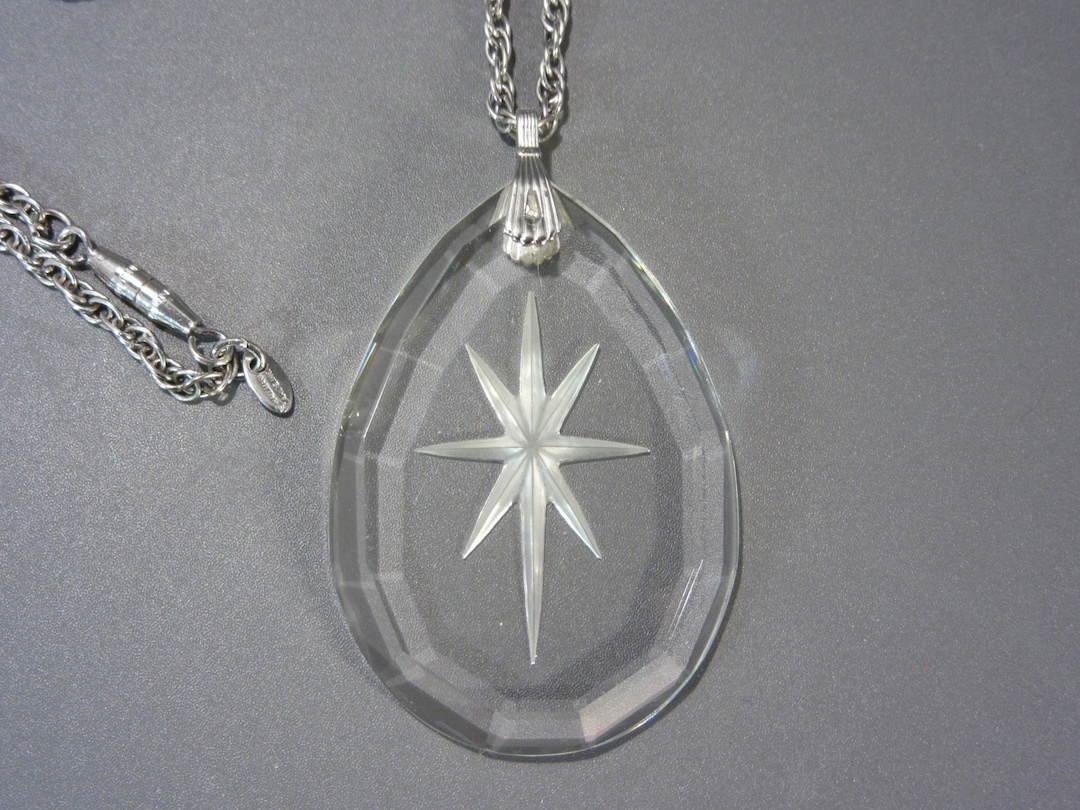 Vintage Cut Star Crystal Pendant Necklace - Etsy