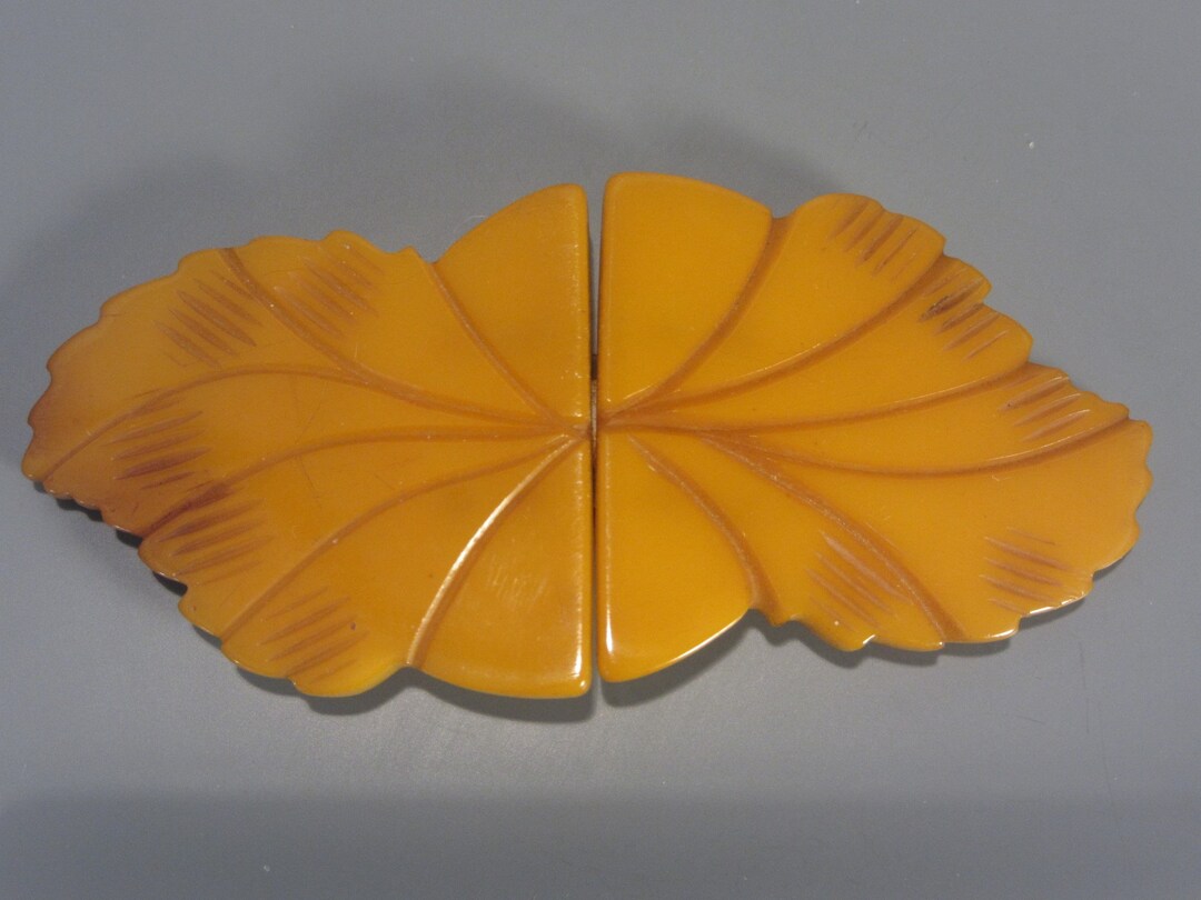 Vintage Butterscotch Bakelite Belt Buckle 2 Piece - Etsy