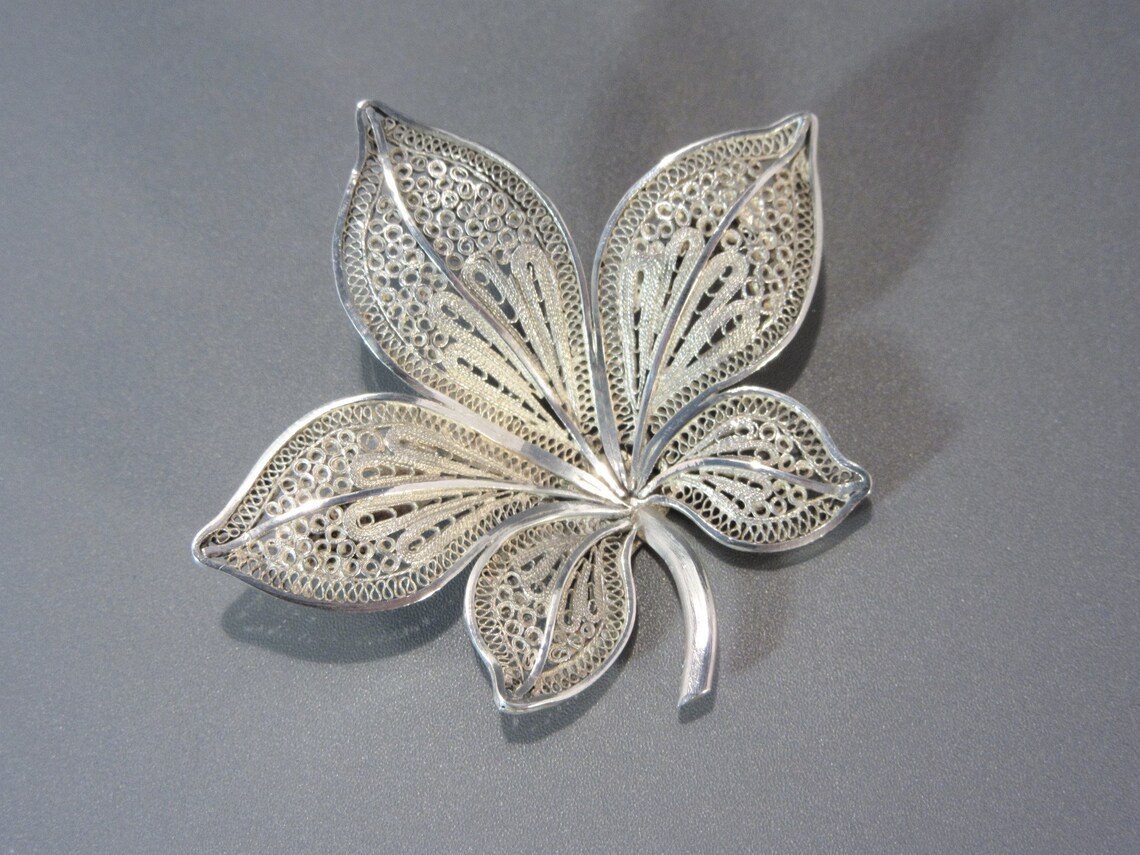 Vintage Peru Sterling Filigree Brooch - Etsy