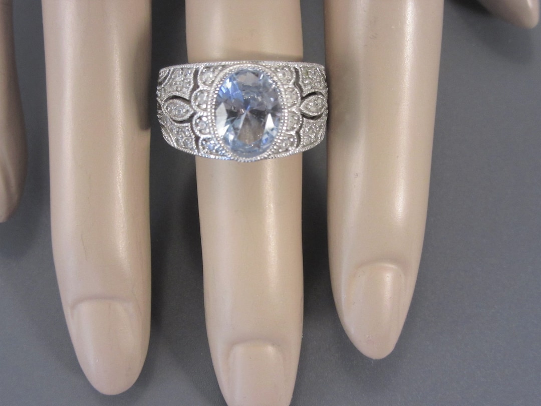 Sterling 925 ESPO Light Blue Cubic Zirconia Ring Size 6 - Etsy