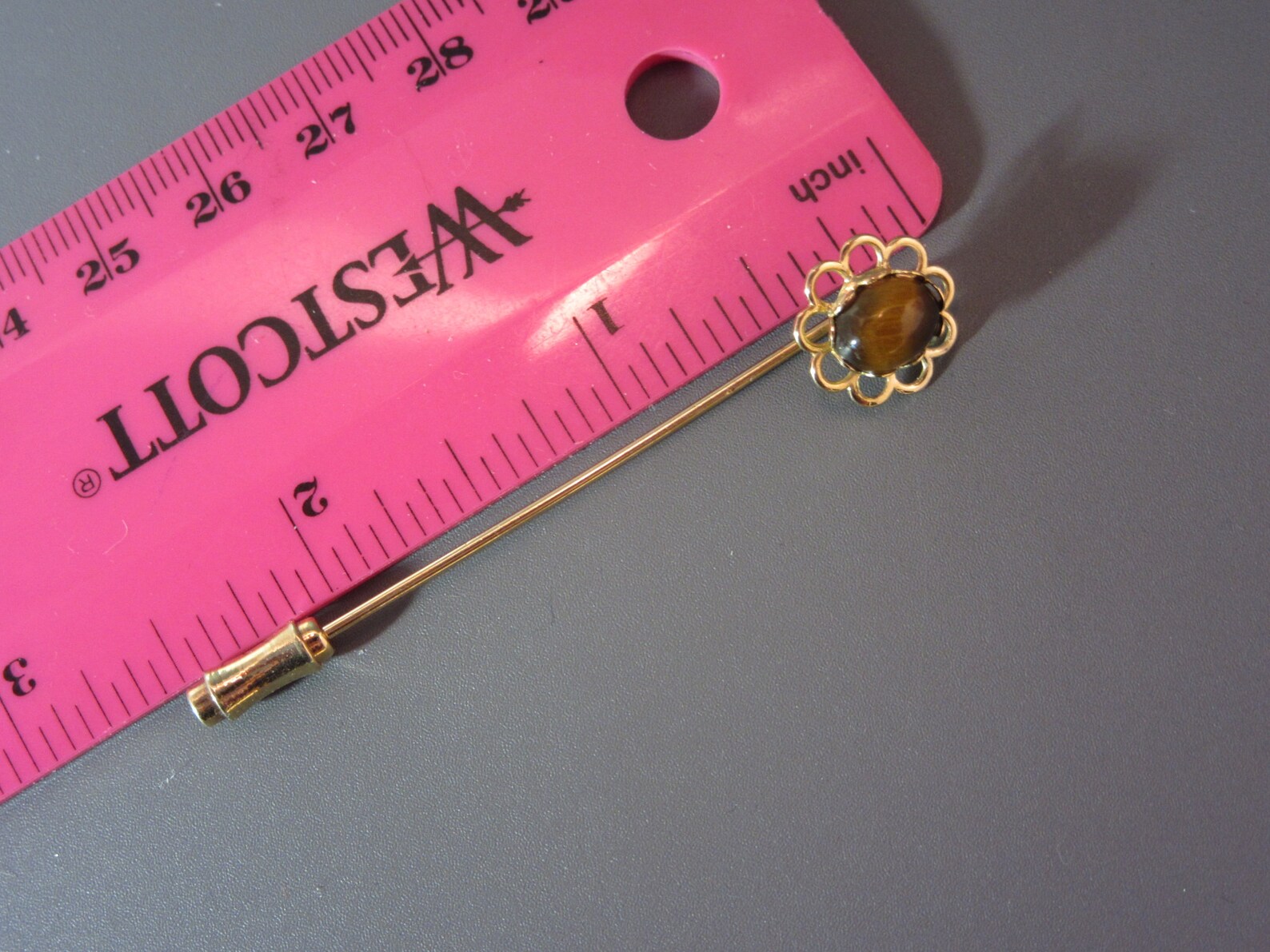 Vintage Tiger Eye Stick Pin - Etsy