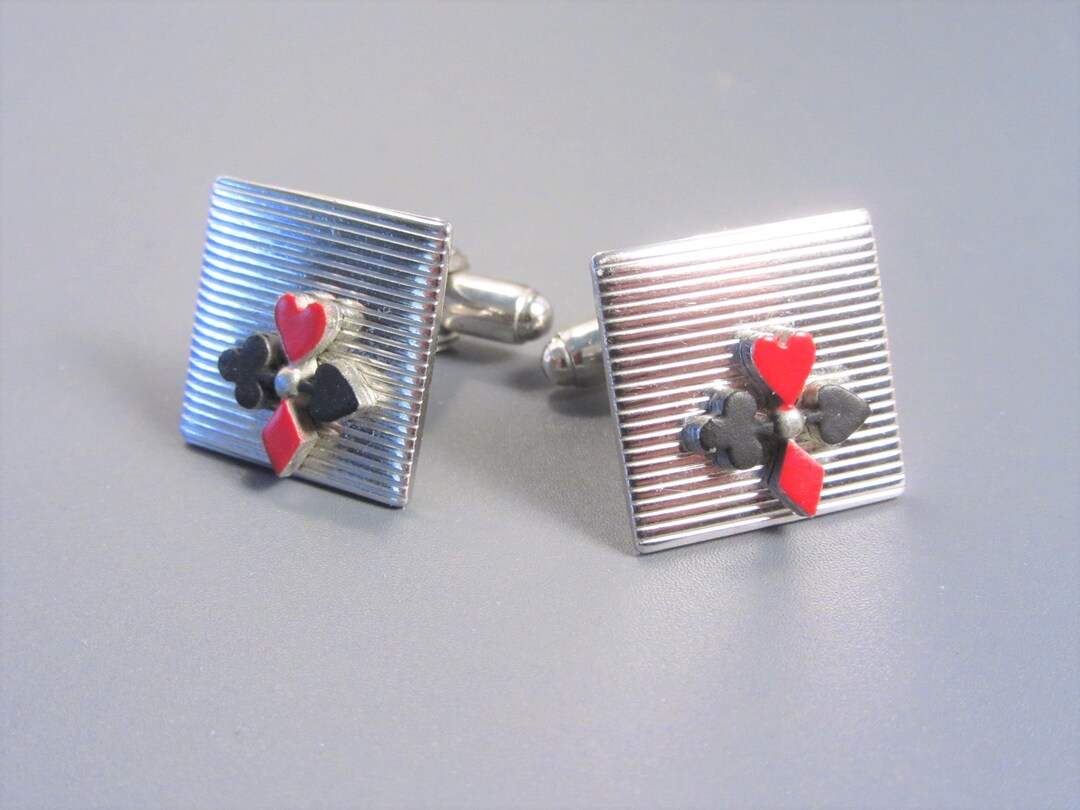 Vintage Playing Card Cuff Links Silvertone - Etsy