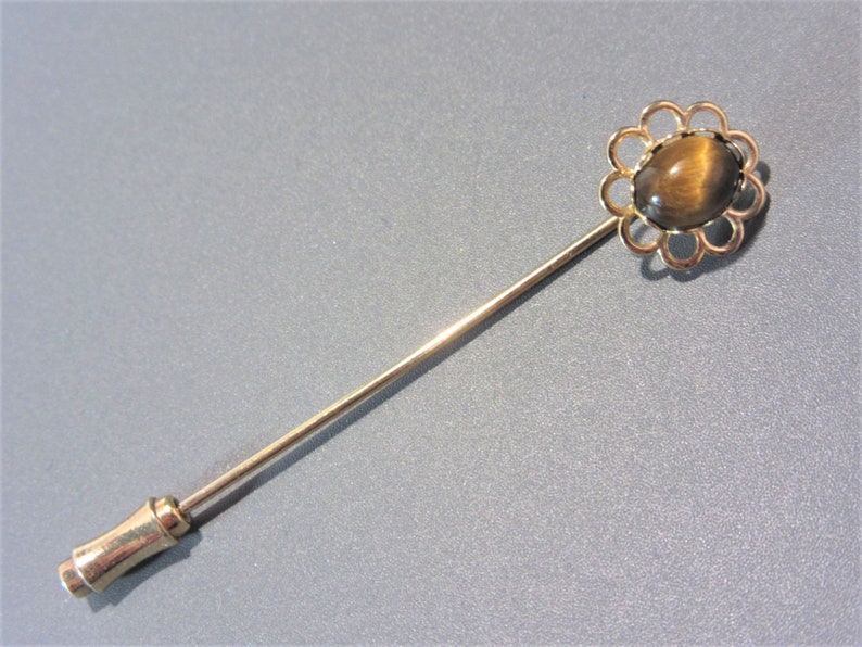 Vintage Tiger Eye Stick Pin - Etsy