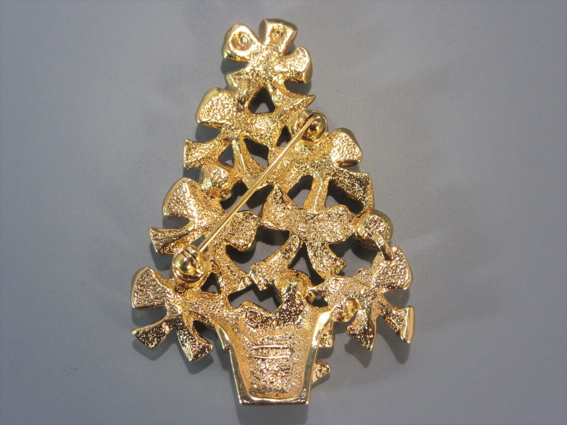 Avon Christmas Tree Brooch Bows and Rhinestones - Etsy