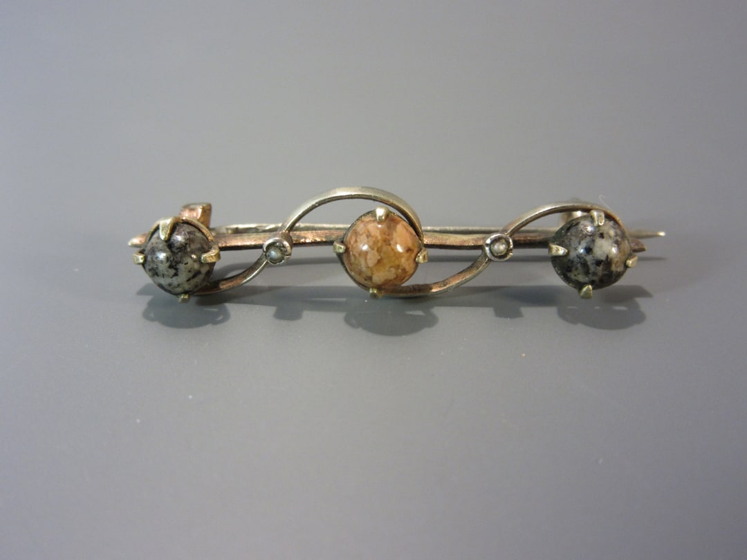 Antique Victorian Agate Brooch Seed Pearls Estate Jewelry - Etsy