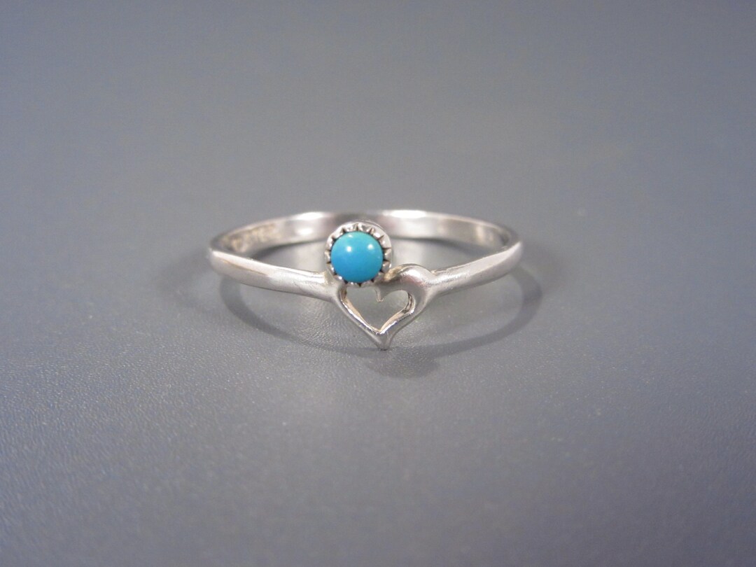 Dainty Sterling Heart Turquoise Ring Size 9 - Etsy