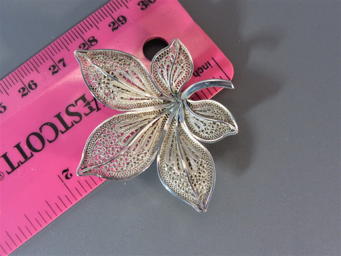 Vintage Peru Sterling Filigree Brooch - Etsy