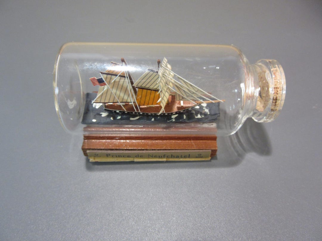 Vintage Miniature Ship in Bottle, Prince De Neufchatel Schooner - Etsy