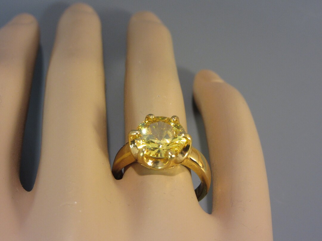Vintage Gold Vermeil Yellow Crystal Ring Size 7 - Etsy