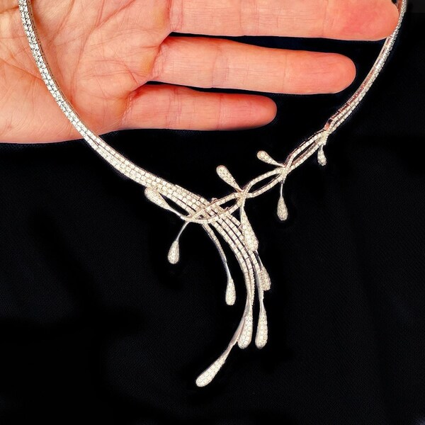 Diamond Waterfall Necklace - Etsy