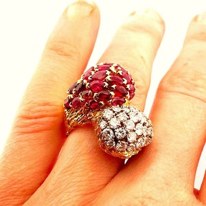 HUGE RUBY RING Natural Red Ruby Diamond Cocktail Ring Artisan Ruby Ring ...