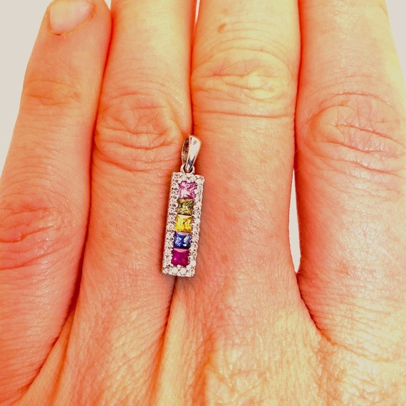 Rainbow Sapphire Necklace Pendant Gold Estate Natural… - Gem